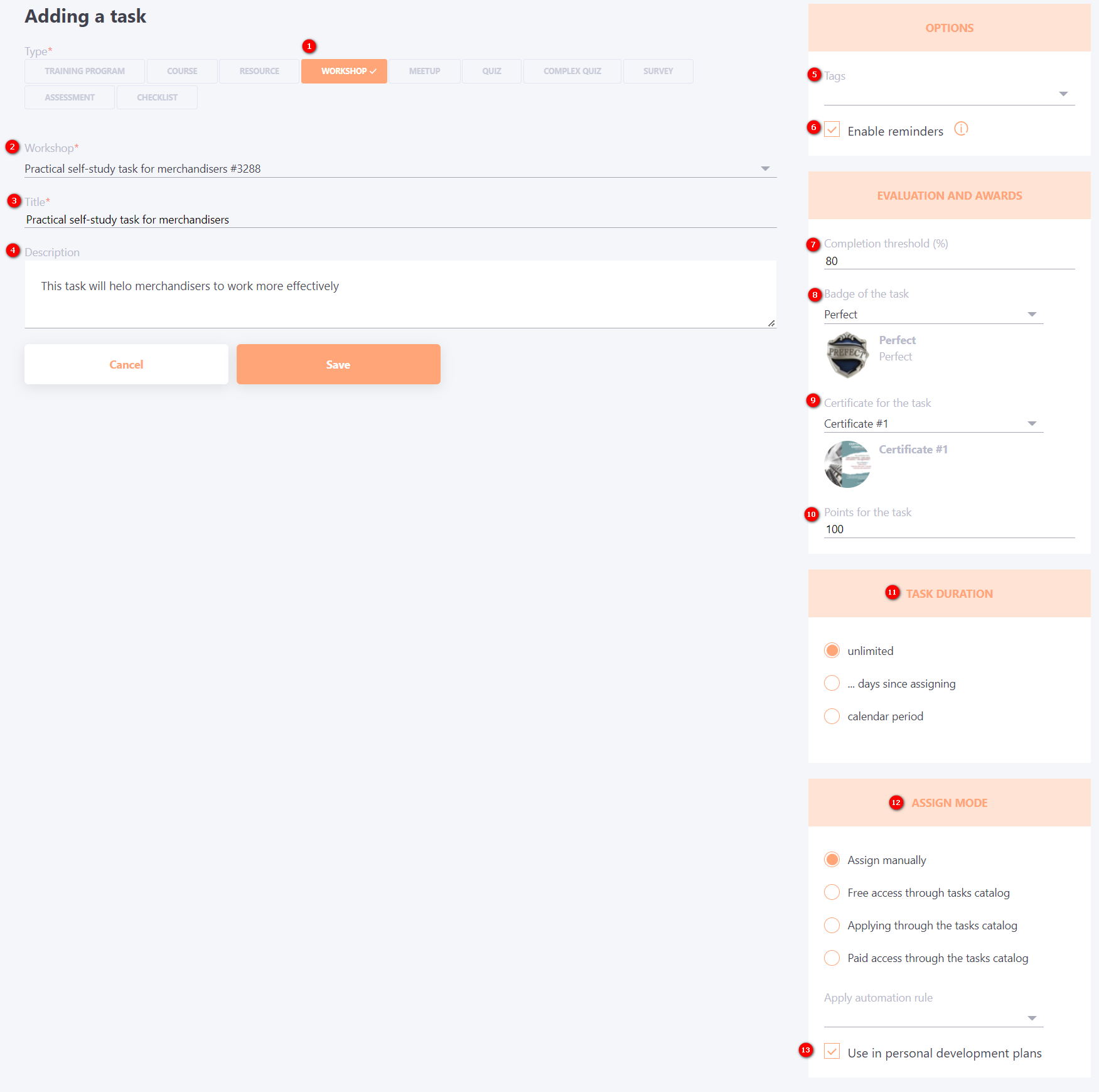 Creating tasks-workshops – LMS Collaborator knowledge base.