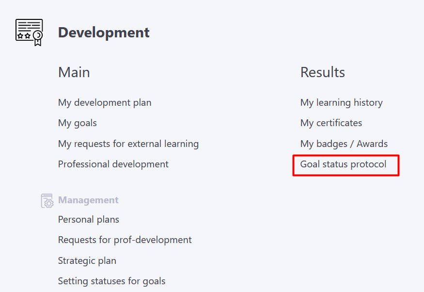 Goals status protocol – LMS Collaborator knowledge base.